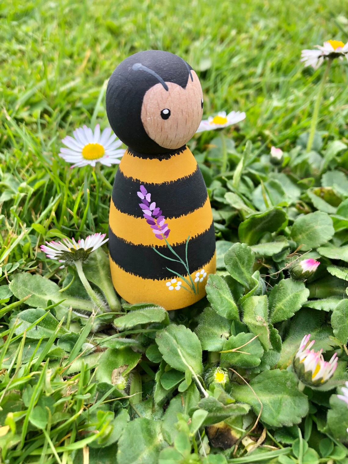 Wooden Bee Peg Doll Ladybird Peg Doll and Caterpillar Peg | Etsy UK
