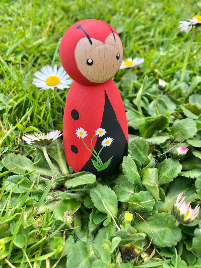 Wooden Bee Peg Doll Ladybird Peg Doll and Caterpillar Peg | Etsy UK
