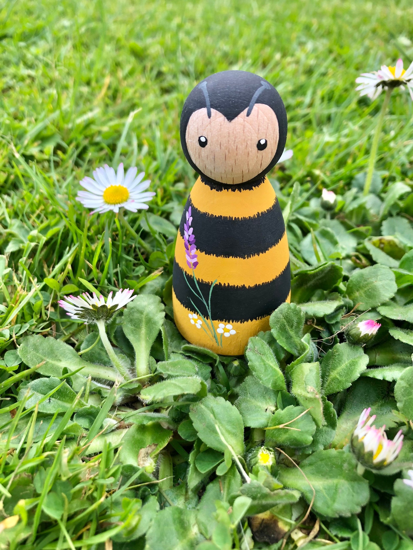 Wooden Bee Peg Doll Ladybird Peg Doll and Caterpillar Peg | Etsy UK