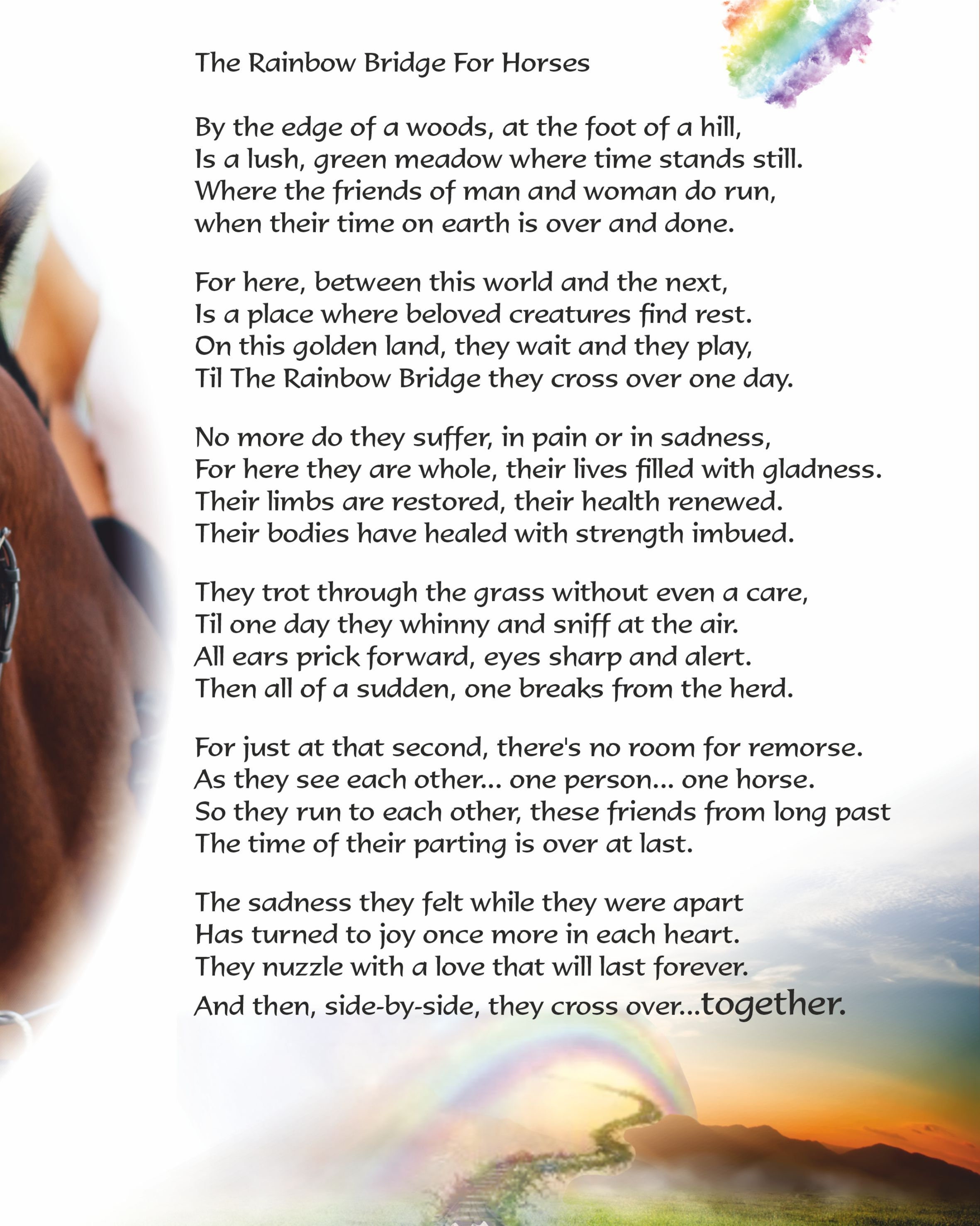 Rainbow Bridge Poem Horse