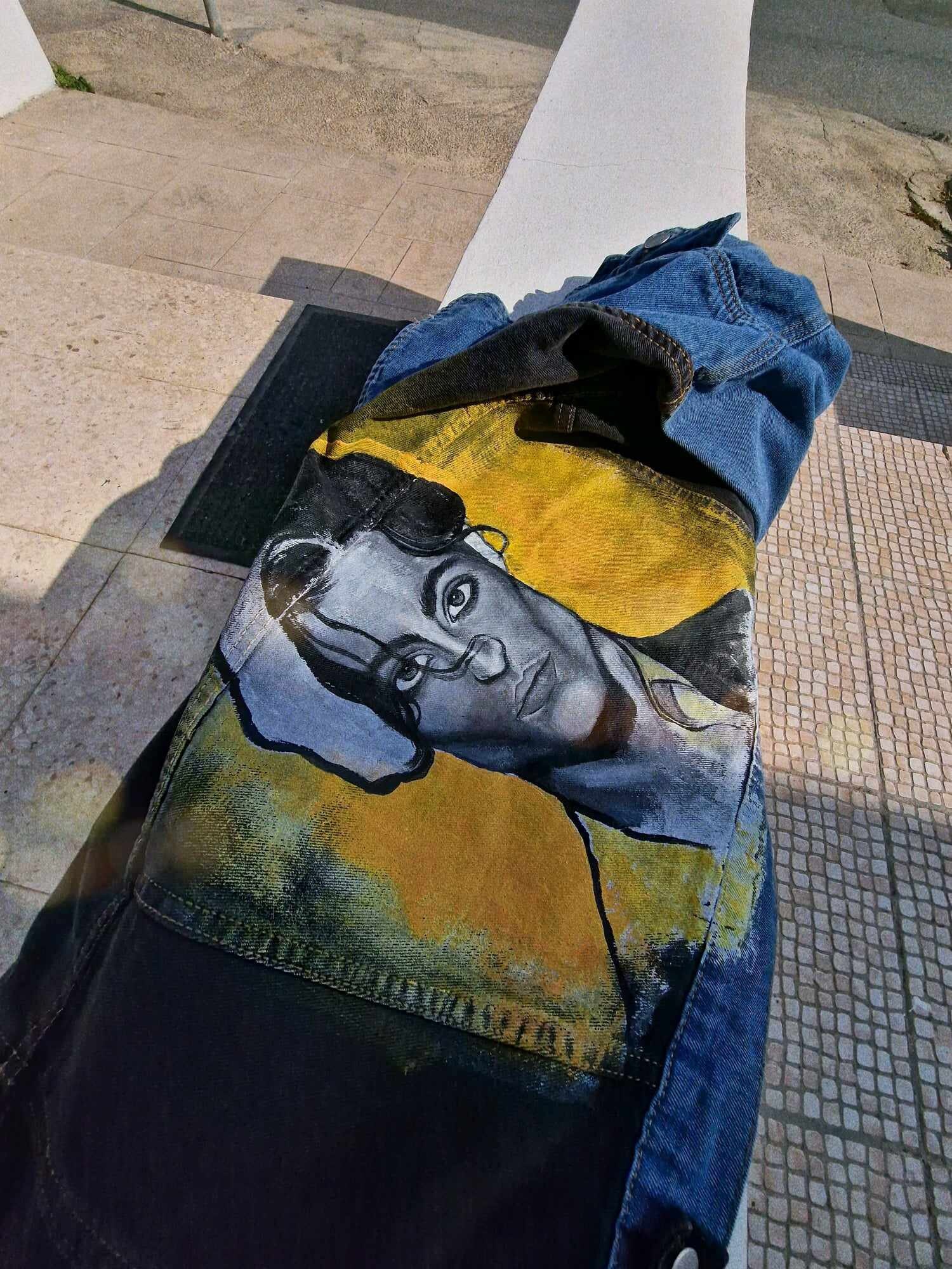 Damiano David Lead Singer of Maneskin Hand Painted Denim - Etsy