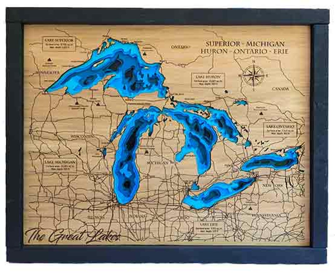 Custom Michigan Lake Maps - Etsy