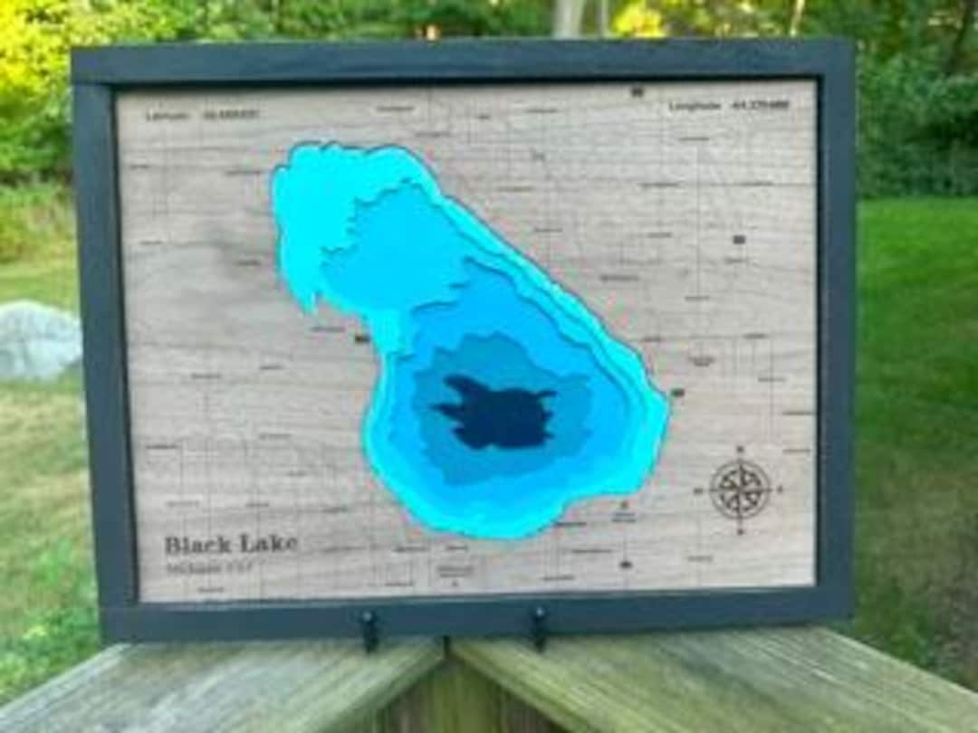 Black Lake Michigan, up North 3D Multilayer Bathymetric Topographic Map ...