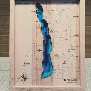 Torch Lake Michigan Topographic Map, Multilayer 3D Wall Art ...