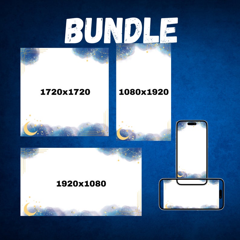 BUNDLE Beautiful Dark Blue Skies 360 Overlay Clouds Star Moon 360 ...