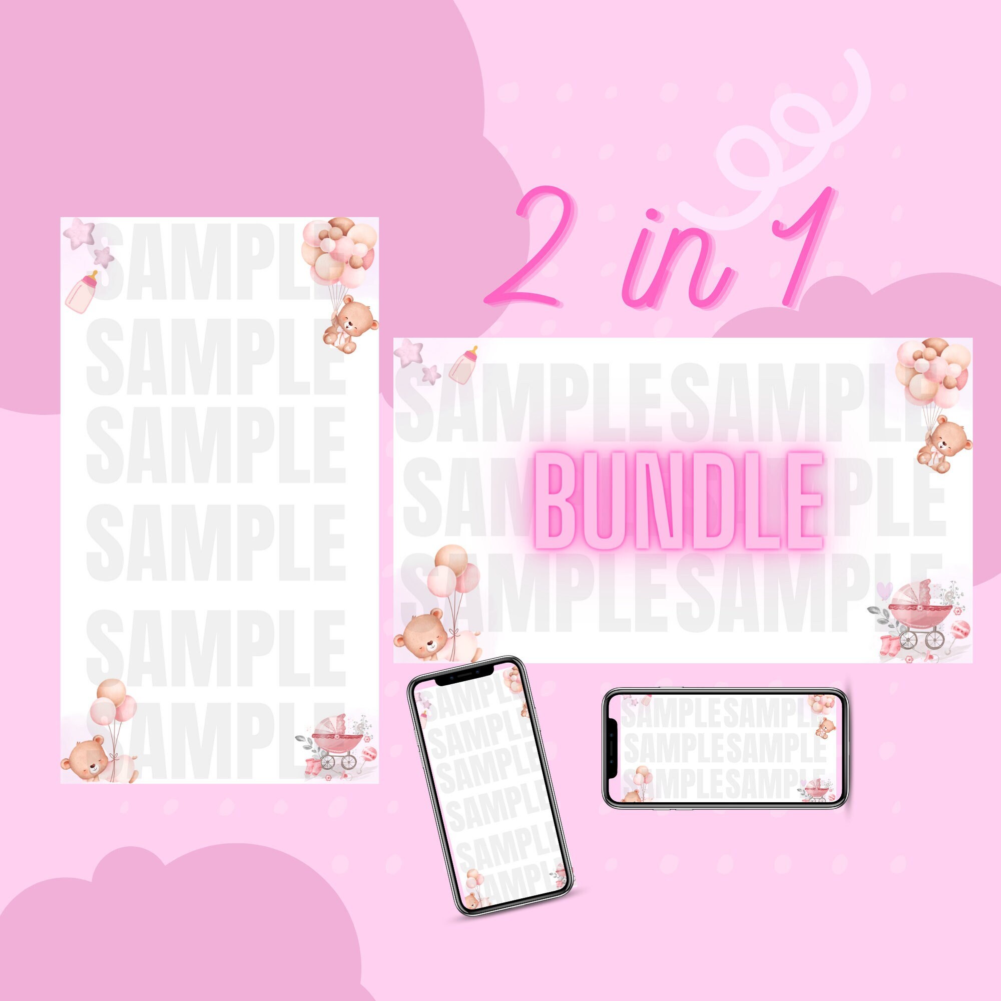 Pink Girl Baby Shower 360 Photo Booth Overlay, BUNDLE! Instant Download ...