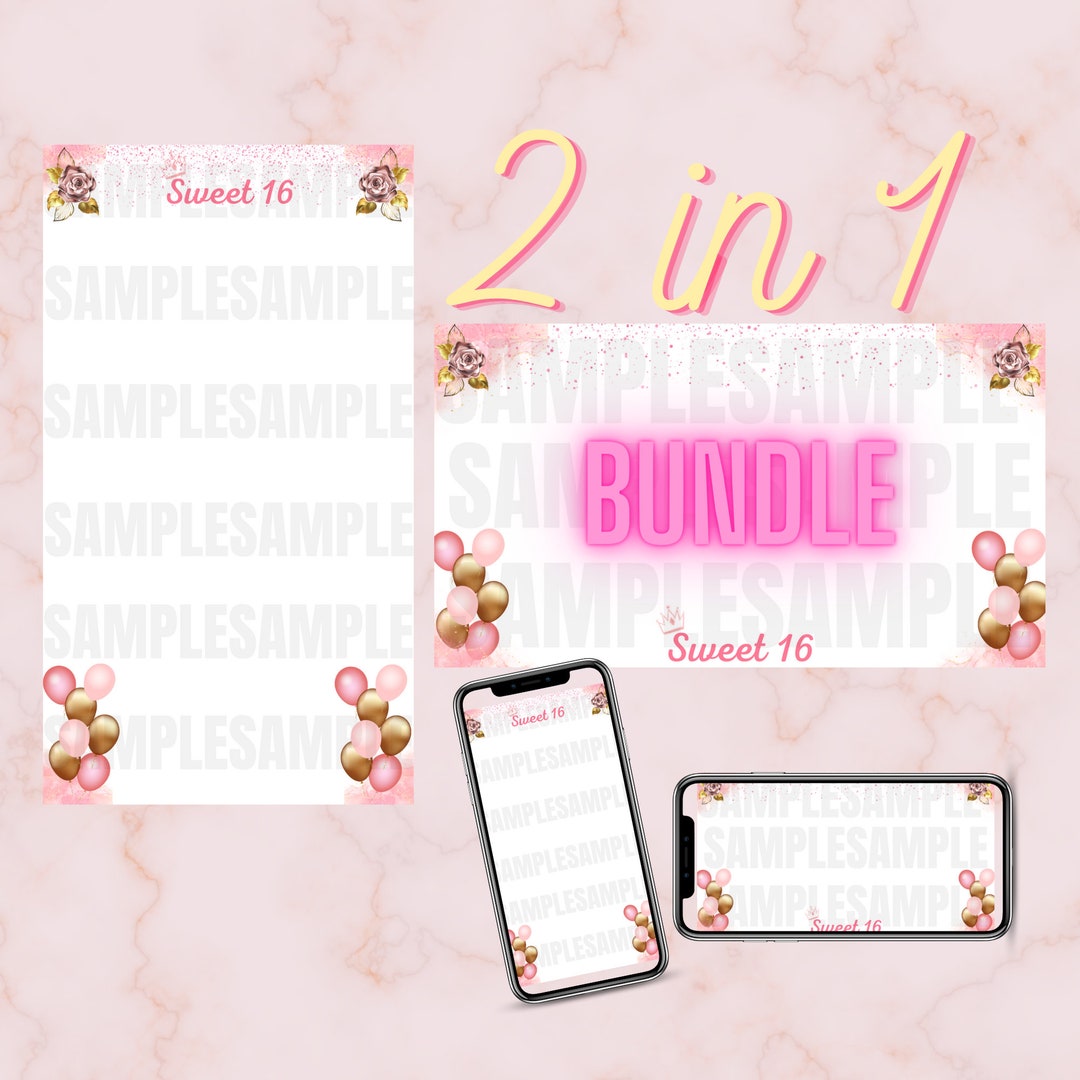Bundle! Sweet 16 360 Spinning Photo Booth Overlay Pre-made Template ...