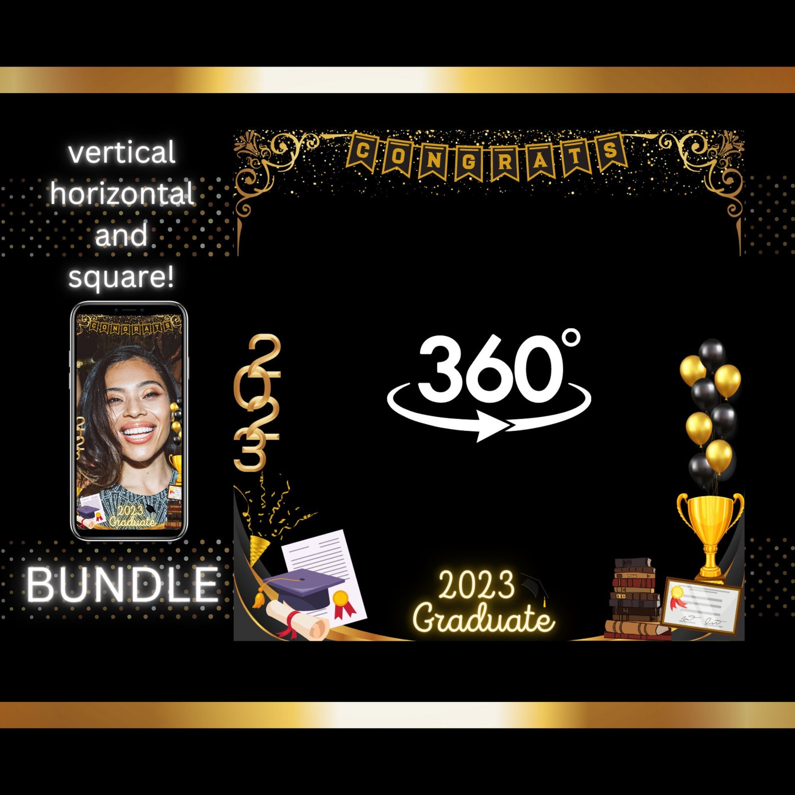 Graduation 360 Photo Booth Overlay for 360 Video BUNDLE 2023 - Etsy