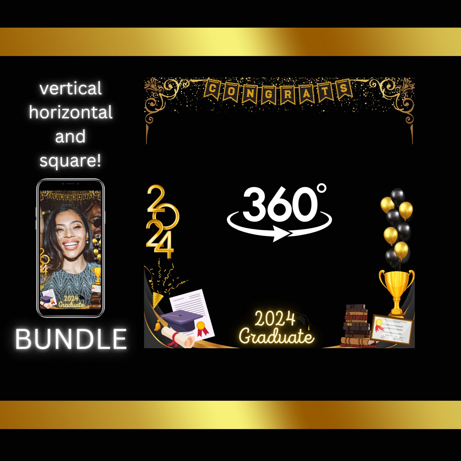 Graduation 360 Photo Booth Overlay for 360 Video BUNDLE 2024 Graduate ...