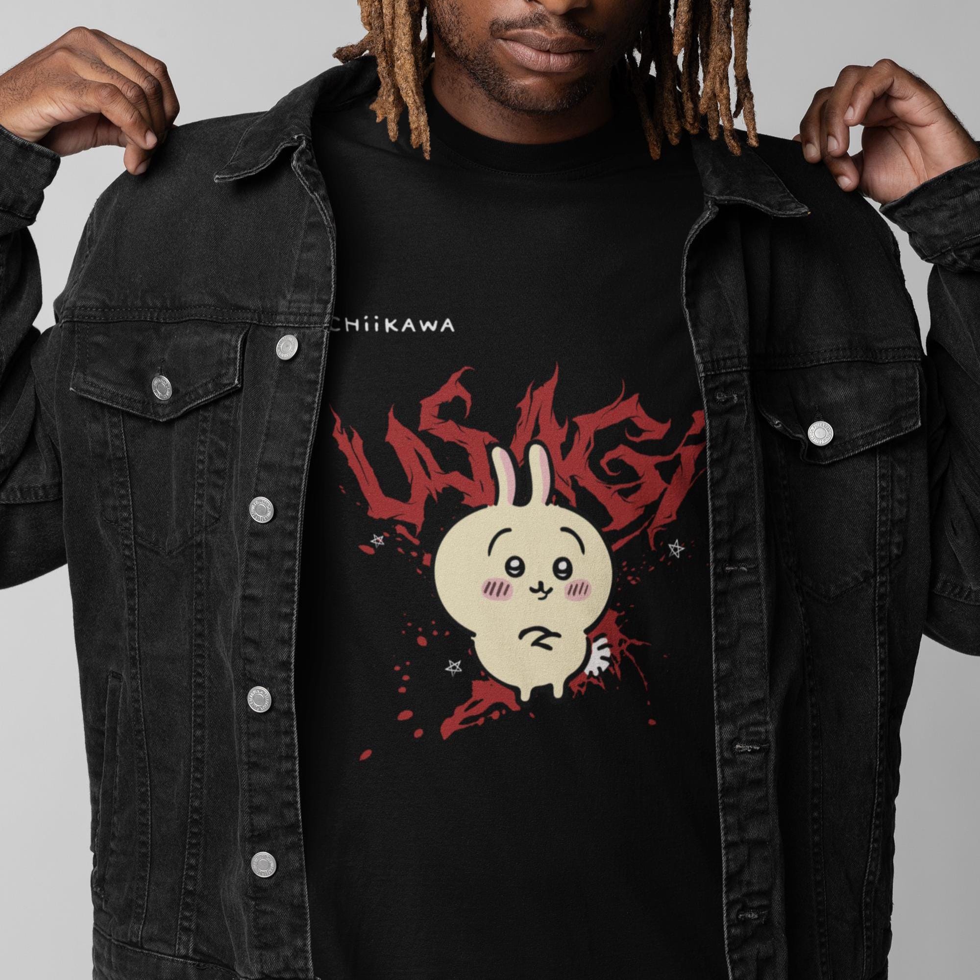 USAGI Grunge Red Graphic T-shirt Chiikawa Usagi Tee - Etsy