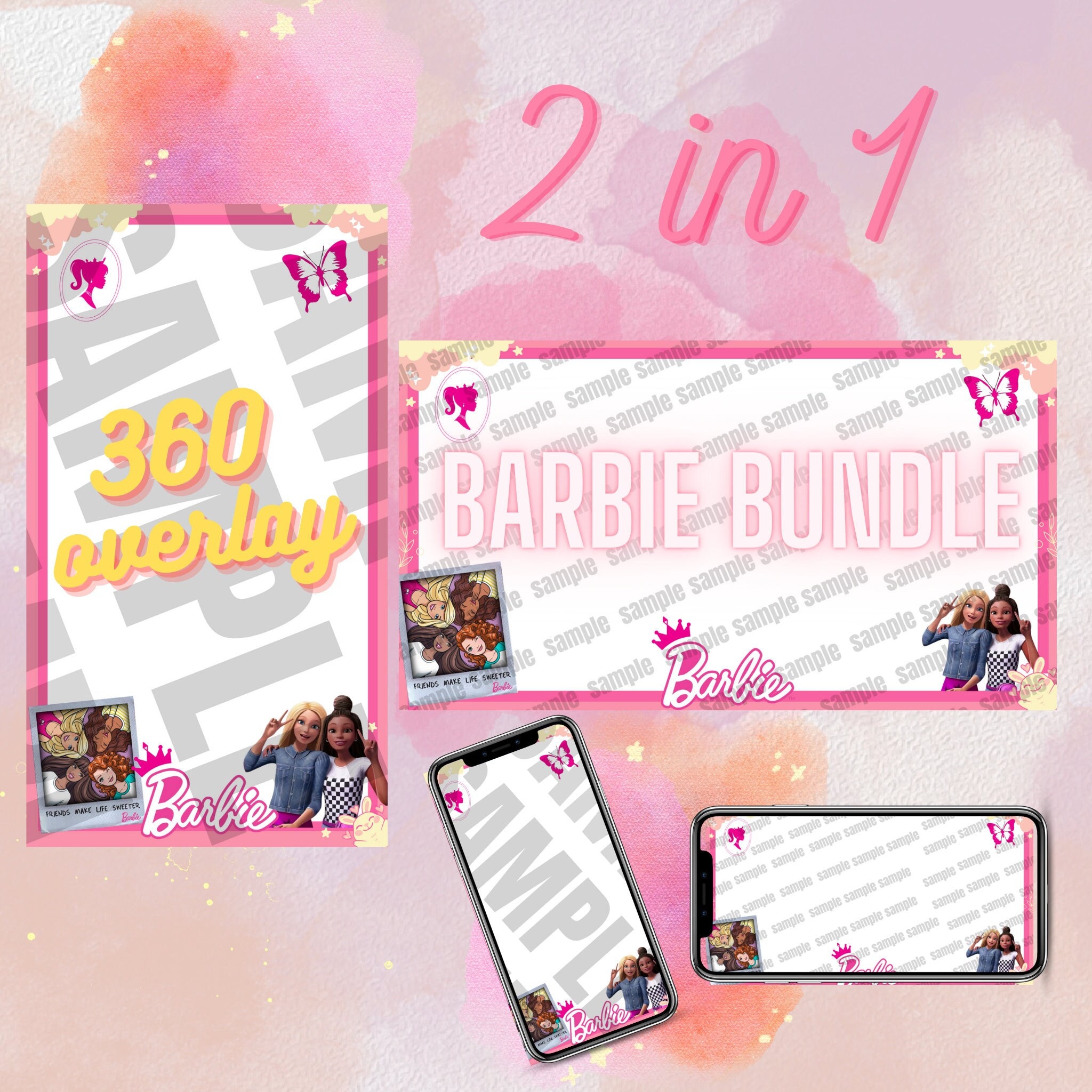 BUNDLE! Barbie 360 Photo Booth Spinner Pink Overlay Template 1920x1080 ...