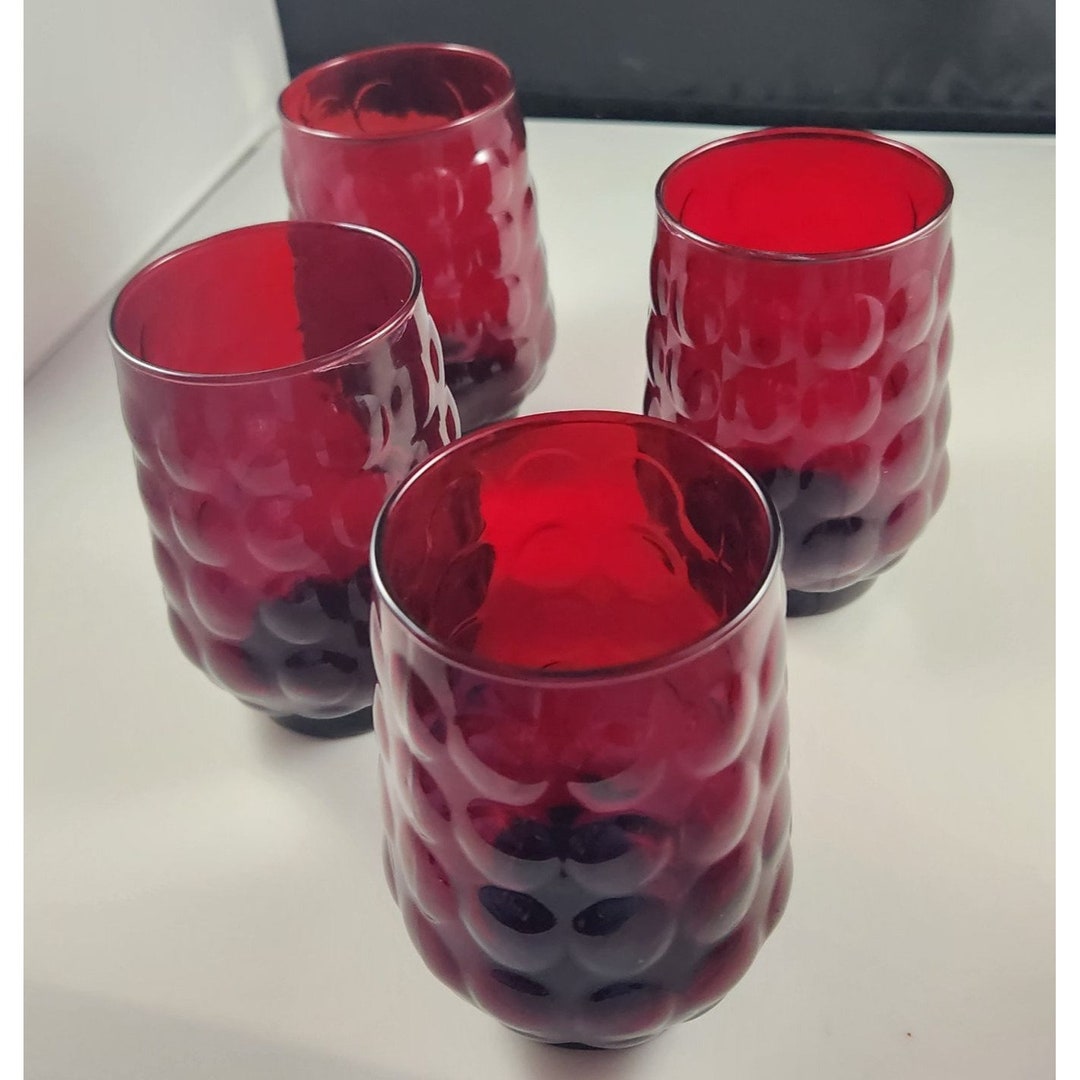 Royal Red- Bubble Pattern- Anchor Hocking/fire King - 4 Tumblers - Etsy