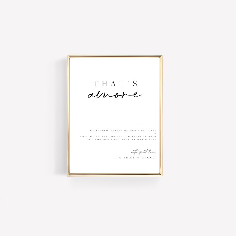 That's Amore Buffet Sign Modern Classic Wedding Sign 8x10 - Etsy