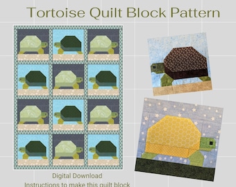 PDF Pattern - Sea Turtle Quilt Block Pattern, Traditional Quilt Block ...