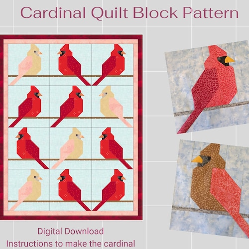 Cardinal Quilt Block Pdf Pattern - Etsy