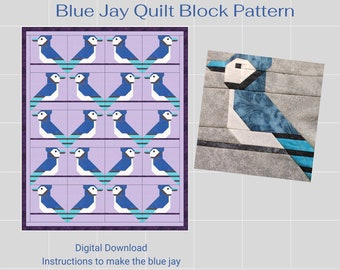 Blue Jay Song Bird Quilt Block PDF PATTERN - Etsy