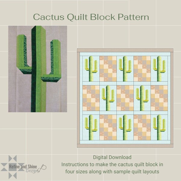 Cactus Quilt Block - Etsy