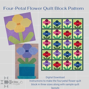 Four-petal Flower Quilt Block Pdf Pattern - Etsy