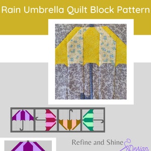 Rainy Day Umbrella Quilt Block PDF Pattern | Etsy