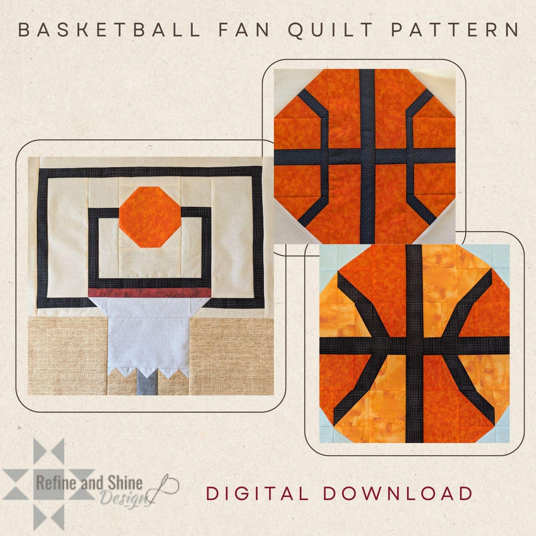 Basketball Fan Quilt Pattern Pack, Pdf Instant Download, Basketball and ...