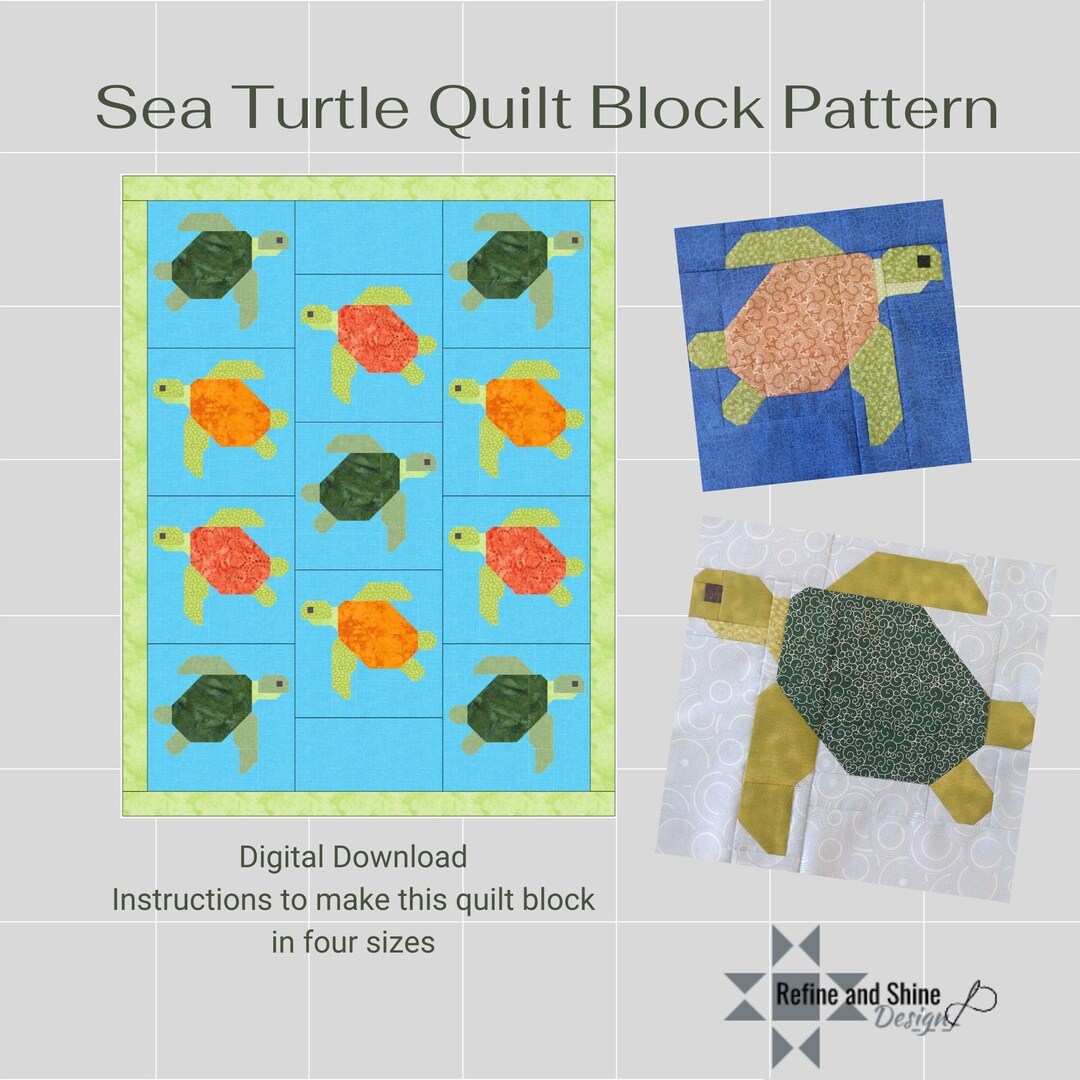 Sea Turtle Quilt Block Pdf Pattern - Etsy