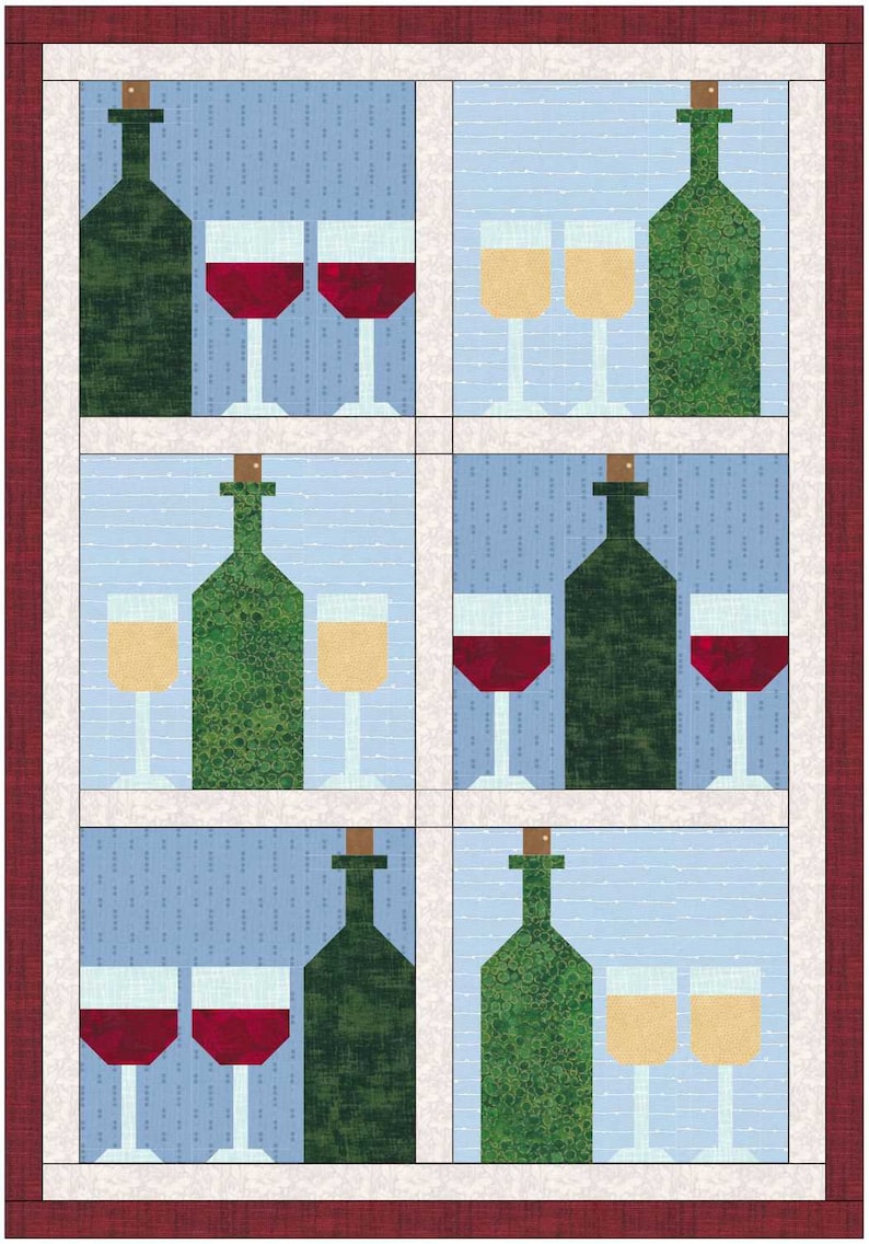 Wine for Two Quilt Block PDF Pattern - Etsy