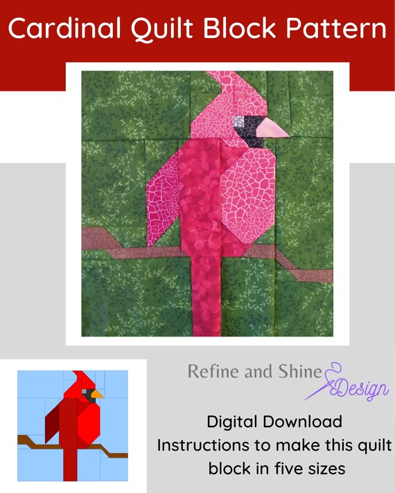 Cardinal Quilt Block PDF Pattern | Etsy