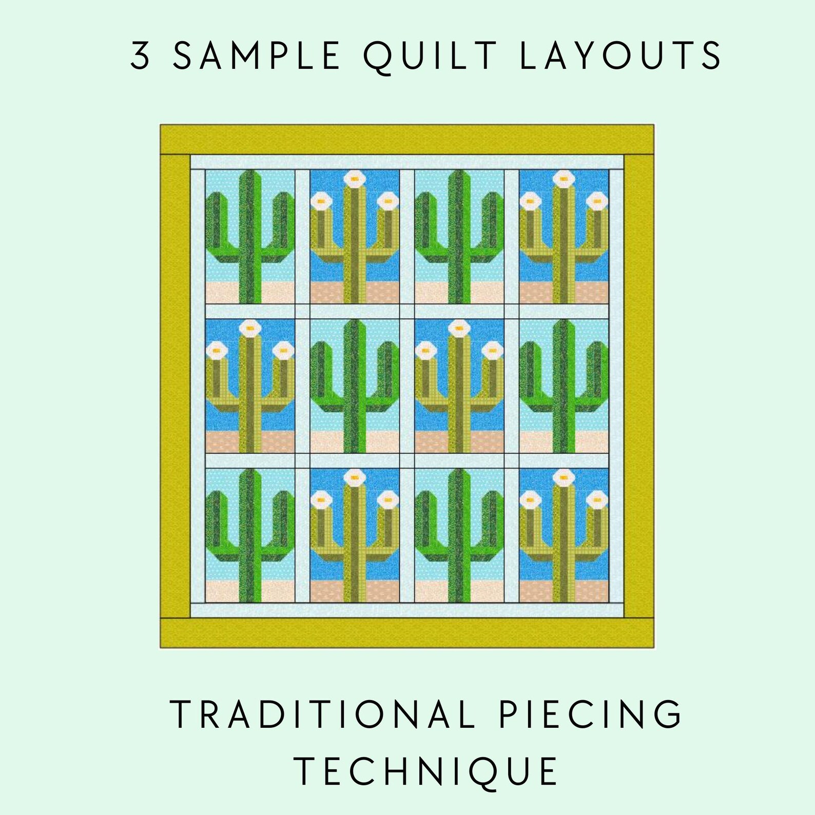Desert Saguaro Cactus Quilt Block Pdf Pattern - Etsy