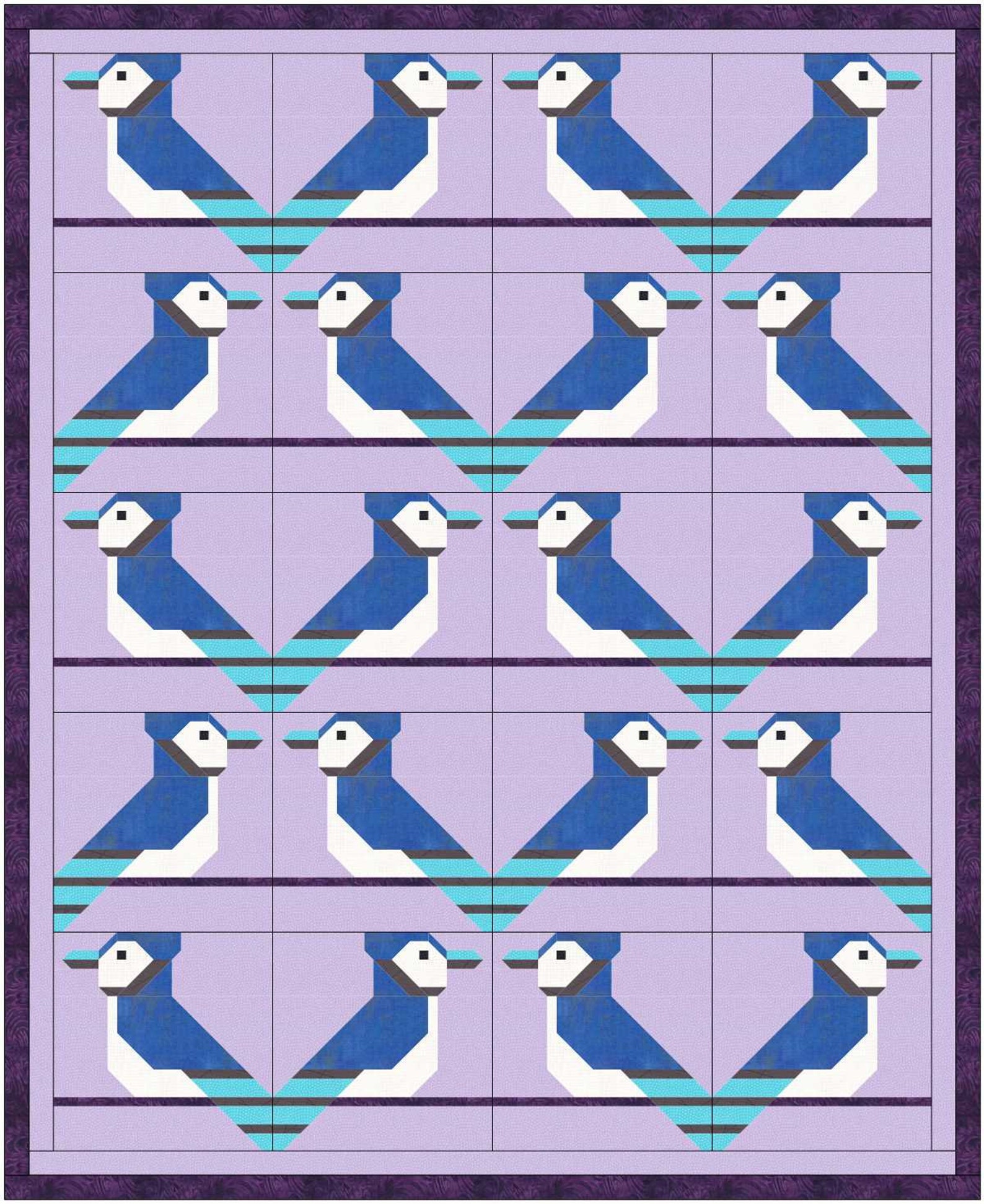 Blue Jay Bird Quilt Block Pdf Pattern - Etsy