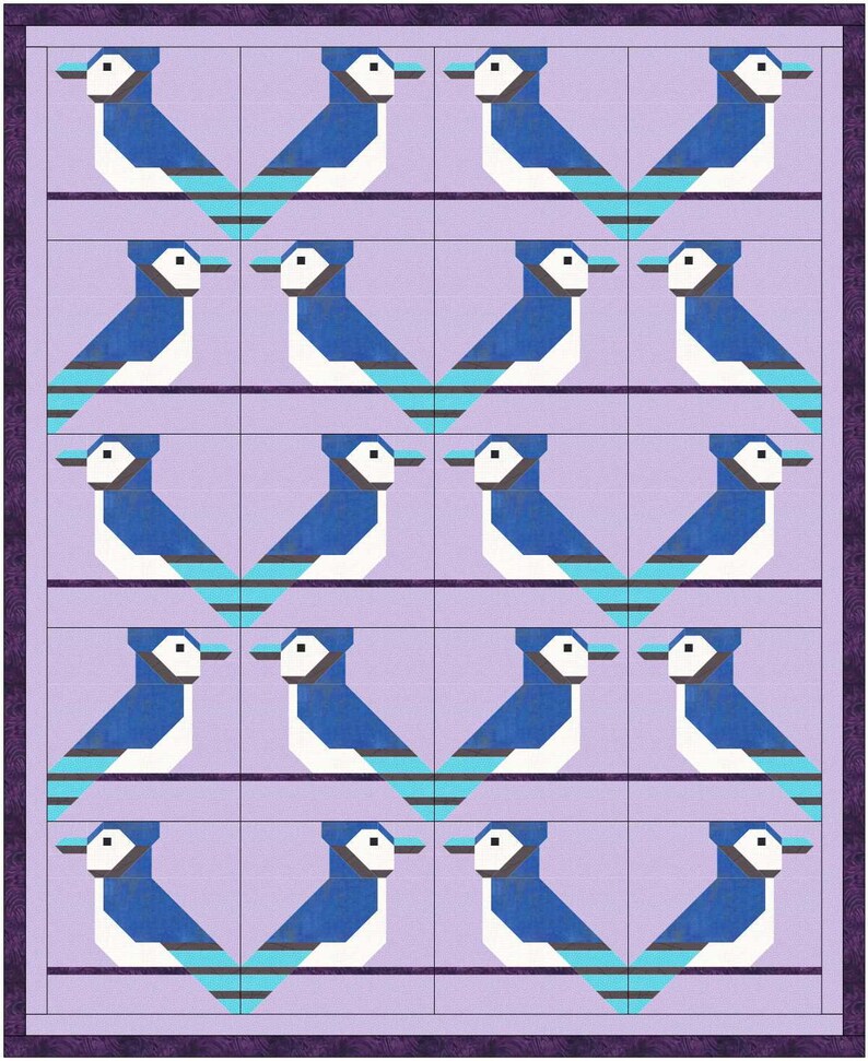 Blue Jay Bird Quilt Block Pdf Pattern - Etsy