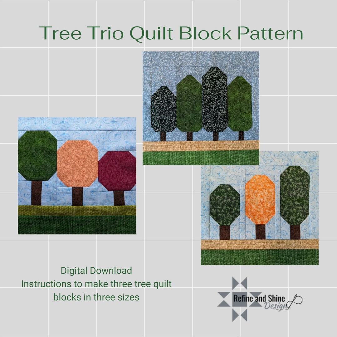 Tree Trio Quilt Block Pattern Pack, Set of Three Tree Themed Quilt ...