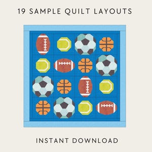 Sports Fan Quilt Pattern Pack Instant Download, Set of 12 Sports Themed ...