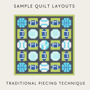 Sports Ball Bundle Quilt Pattern Pack, Set of 12 Quilt Blocks, Instant ...