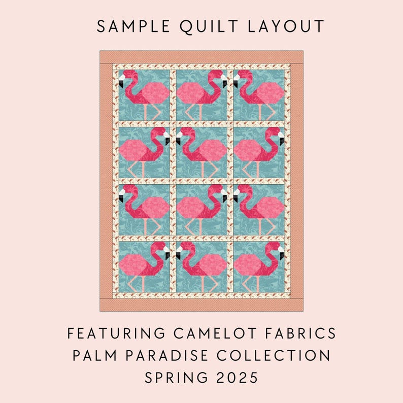 Flamingo Quilt Block Pdf Pattern - Etsy
