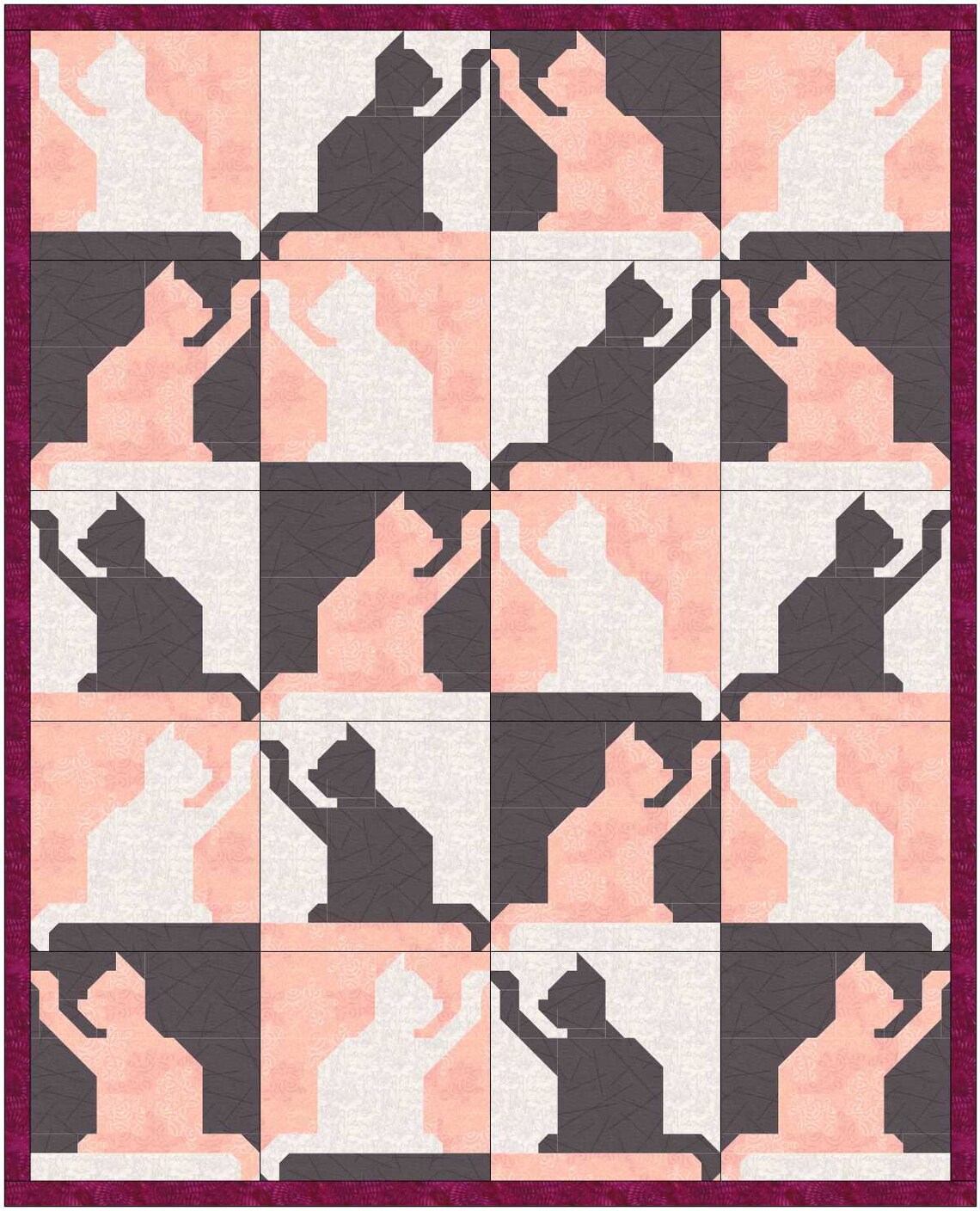 Playful Cat Quilt Block Pdf Pattern - Etsy