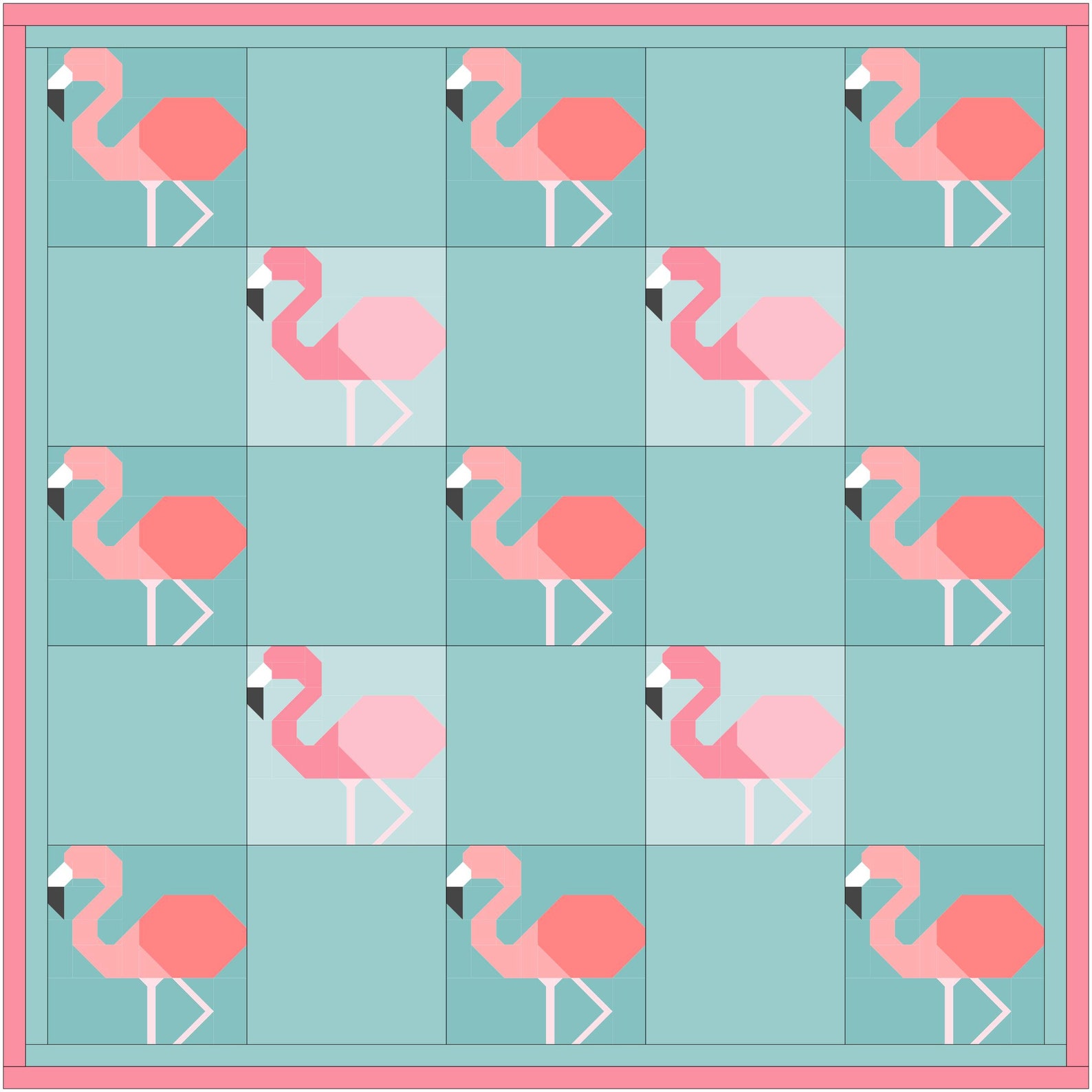 Flamingo Quilt Block Pdf Pattern - Etsy