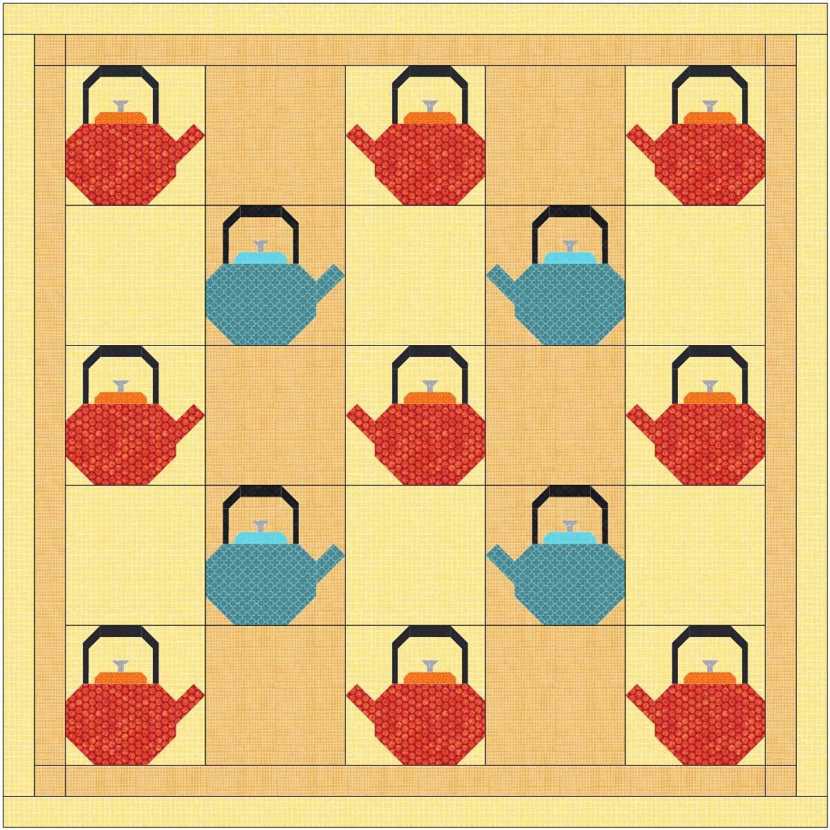 Tea Kettle Quilt Block Pattern Downloadable PDF - Etsy