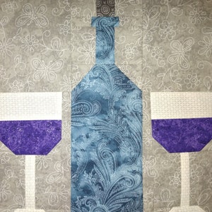Wine for Two Quilt Block PDF Pattern - Etsy