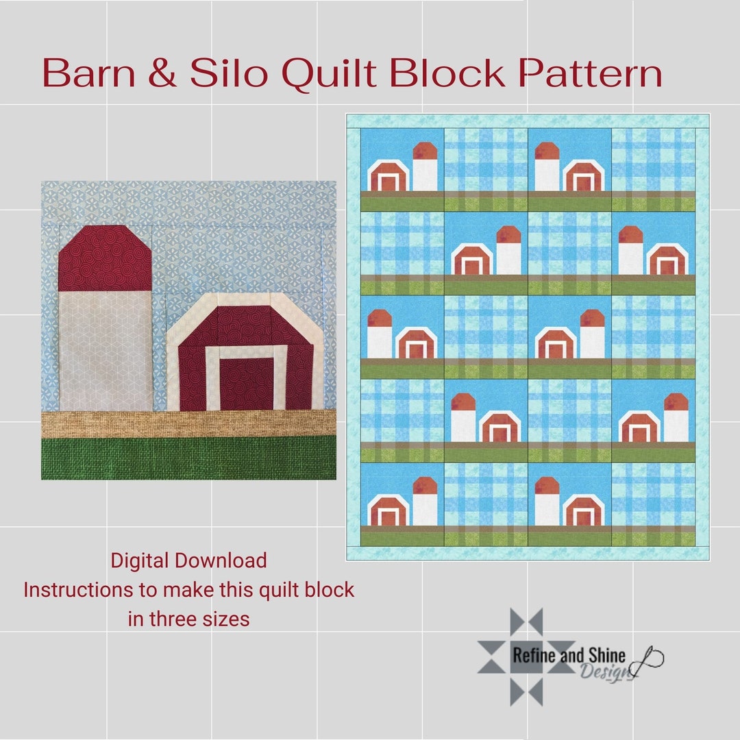 Barn and Silo Quilt Block Pattern - Etsy Canada