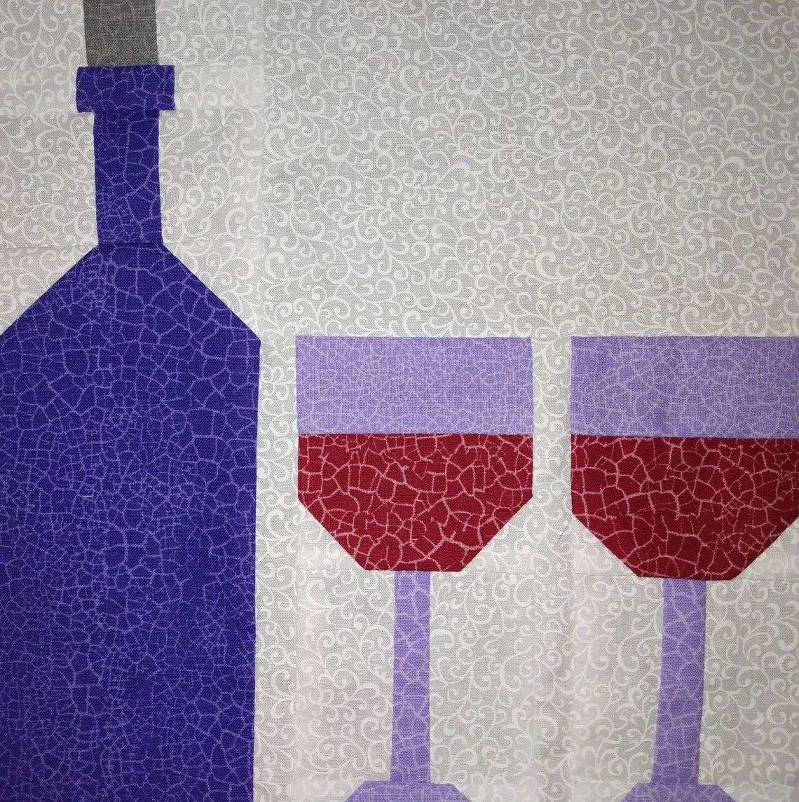 Wine for Two Quilt Block PDF Pattern - Etsy