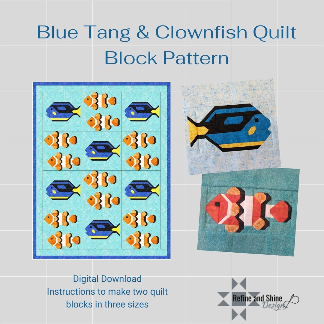 Blue Tang and Clownfish Combo Quilt Pattern Pack Pdf - Etsy