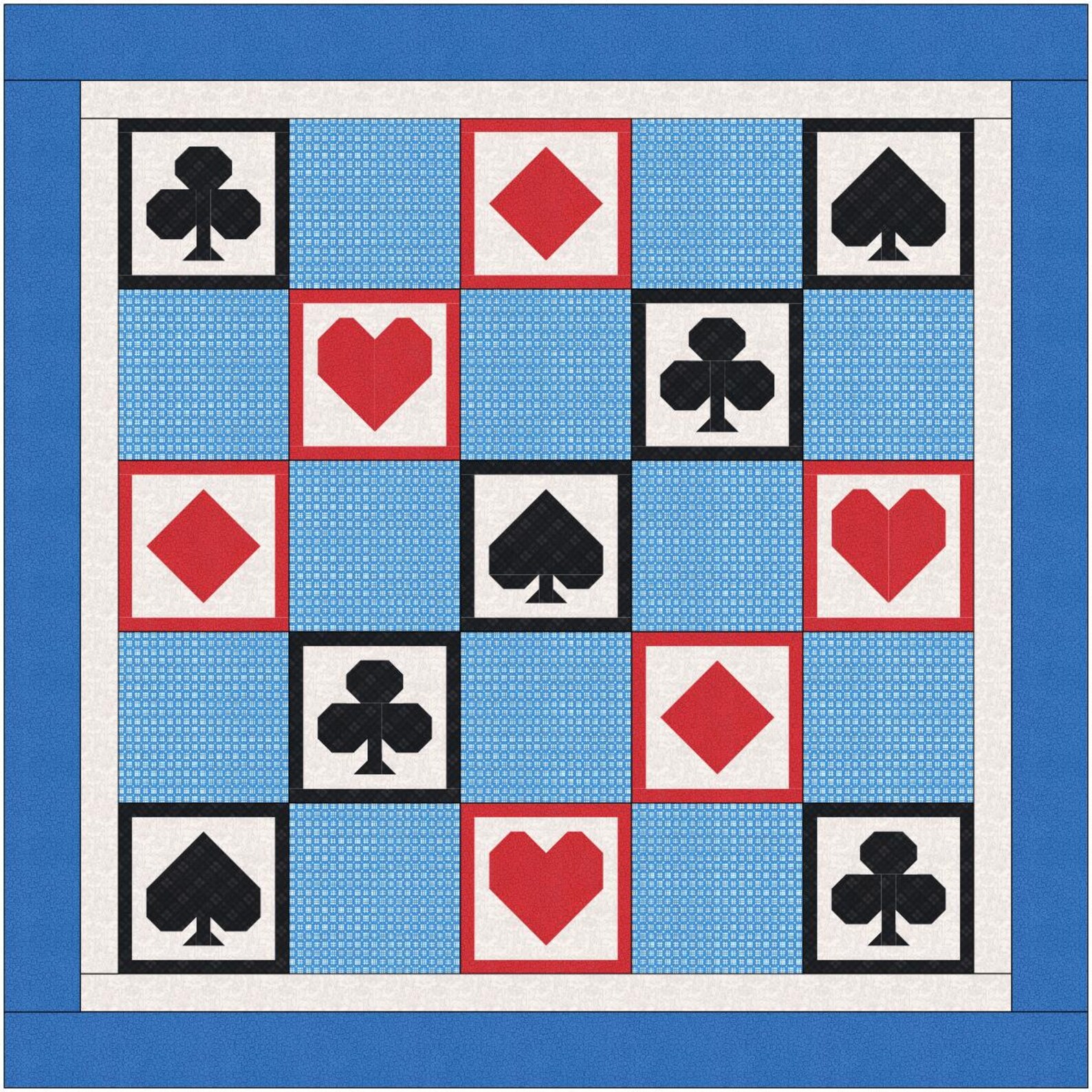 Playing Card Suits Quilt Pattern Pack, Instant Download for Club ...