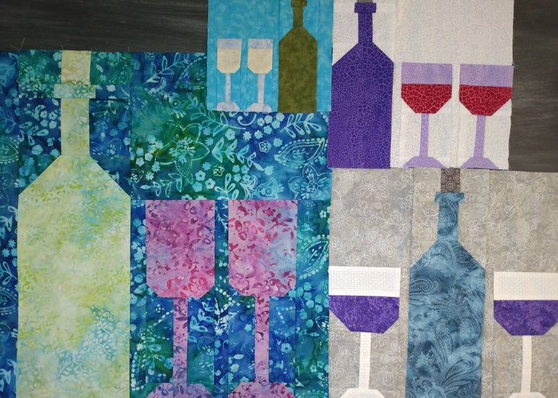 Wine for Two Quilt Block PDF Pattern - Etsy
