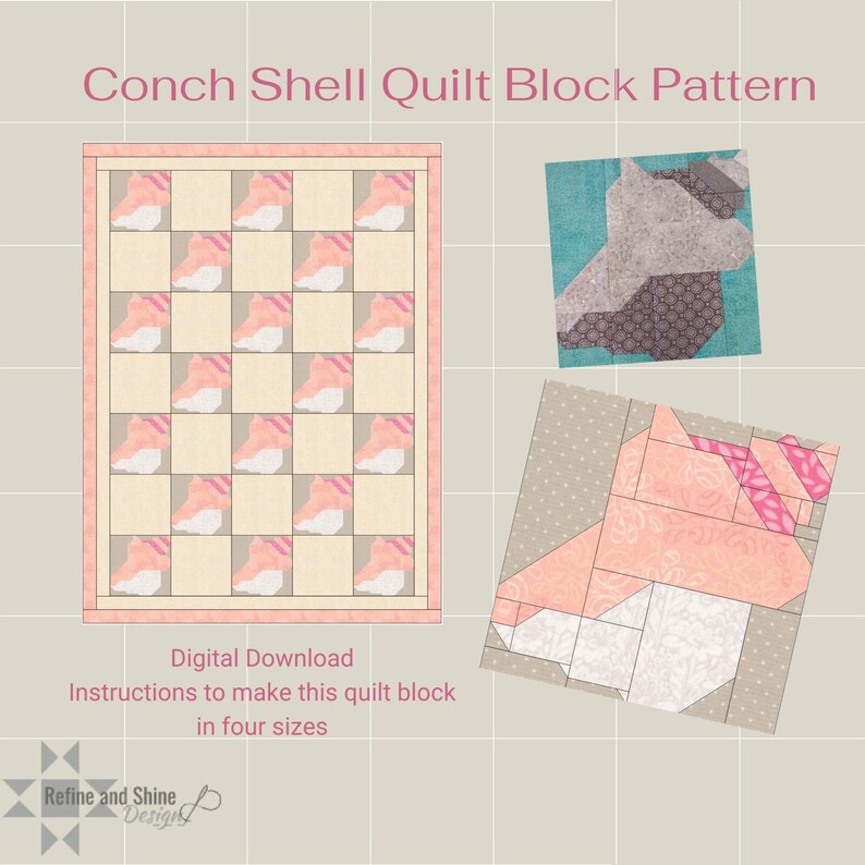 Conch Shell Quilt Block Pdf Pattern - Etsy