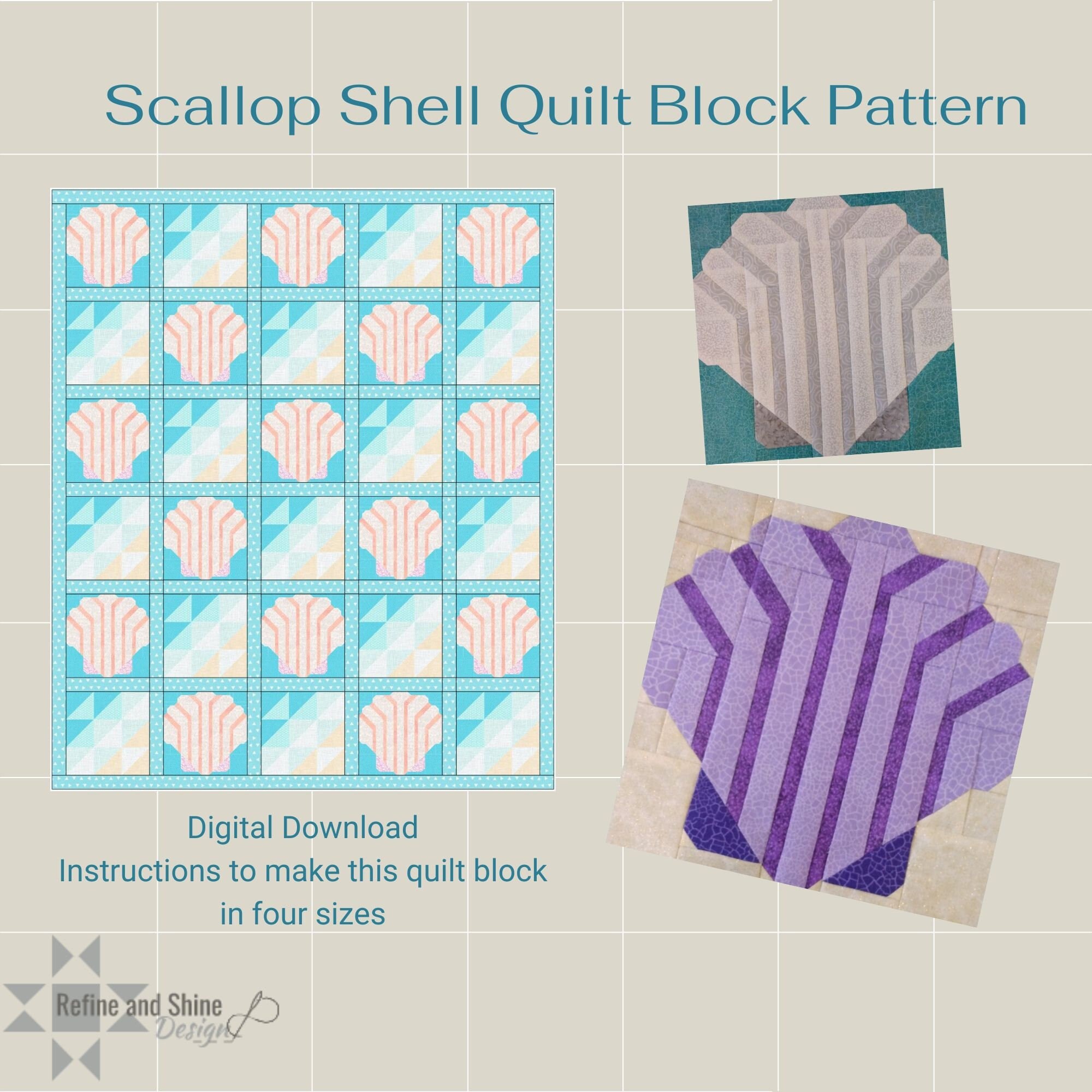 Scallop Shell Quilt Block Pdf Pattern - Etsy
