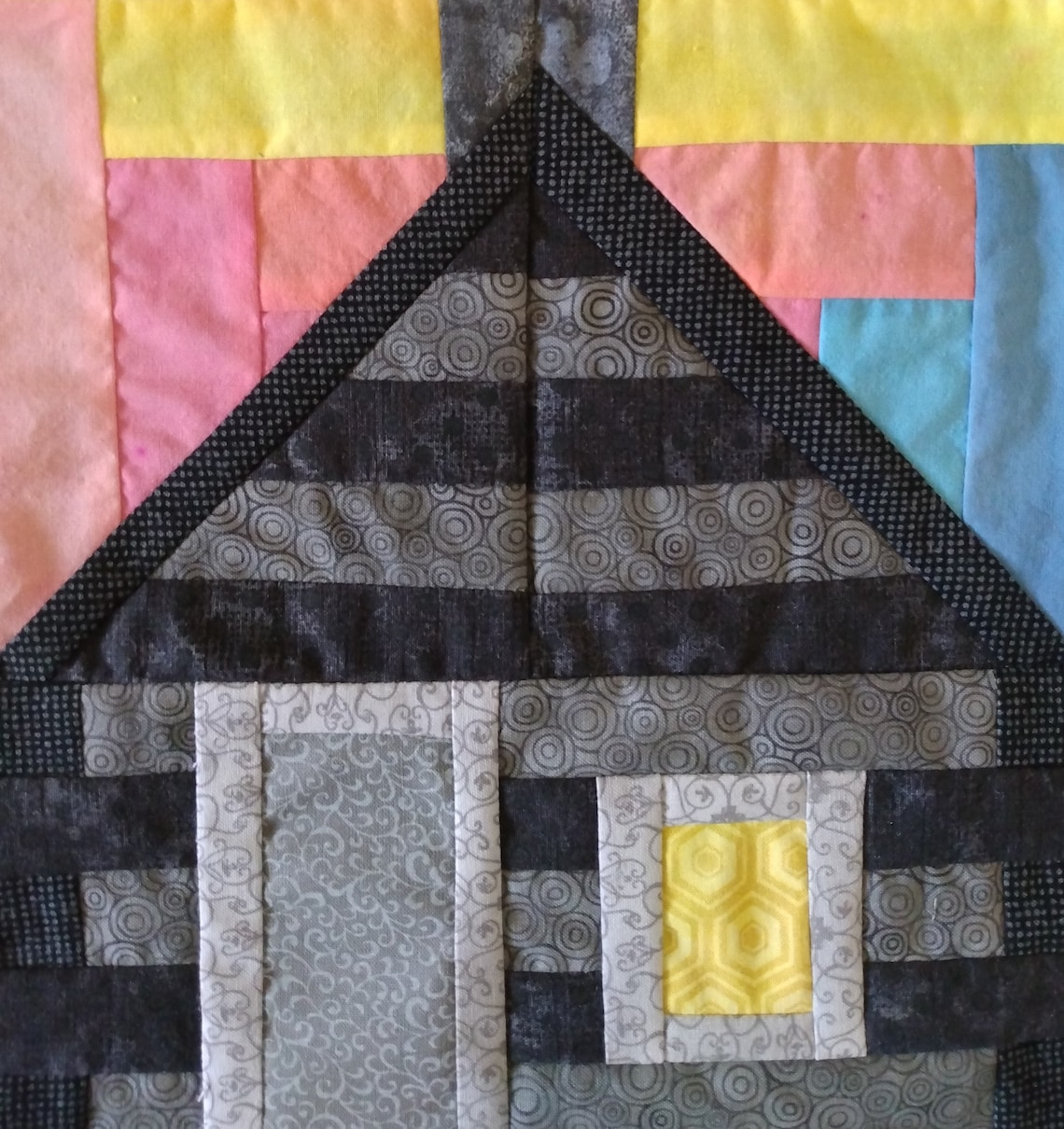 Log Cabin House Quilt Block PDF Pattern - Etsy