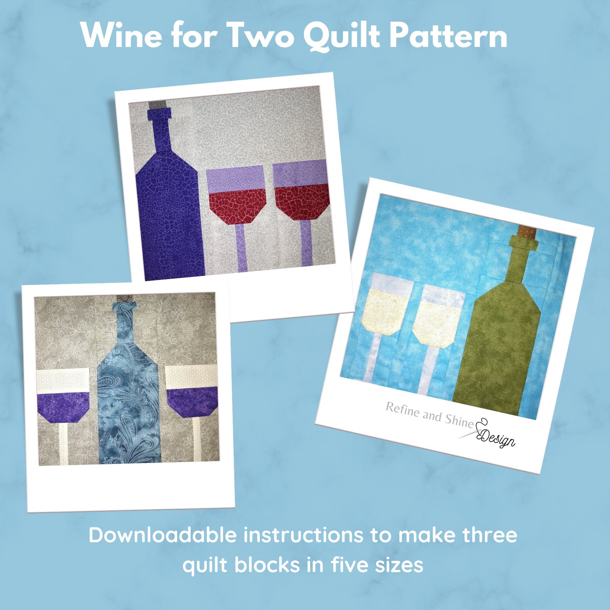 Wine for Two Quilt Block PDF Pattern - Etsy