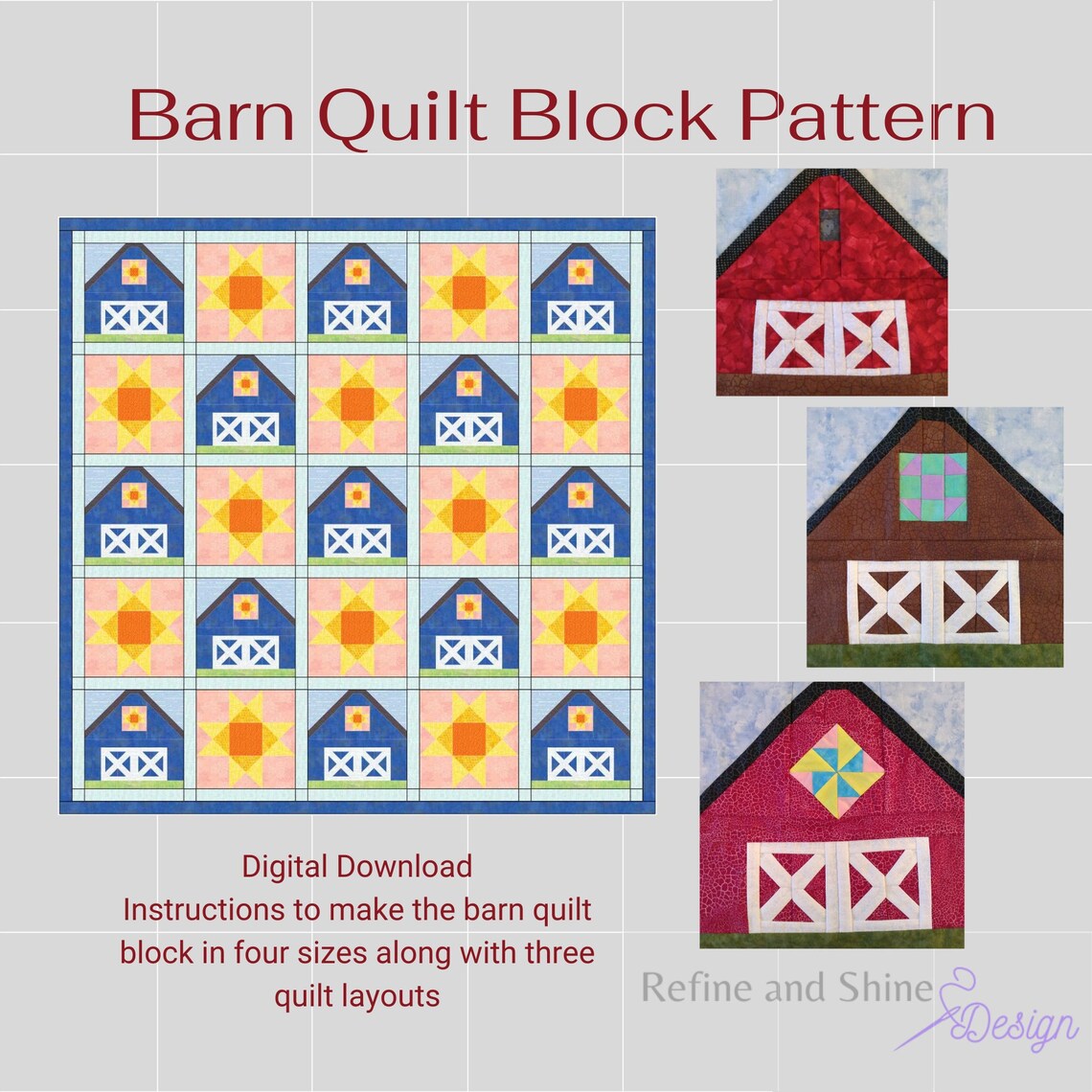 Barn Quilt Block PDF Pattern | Etsy