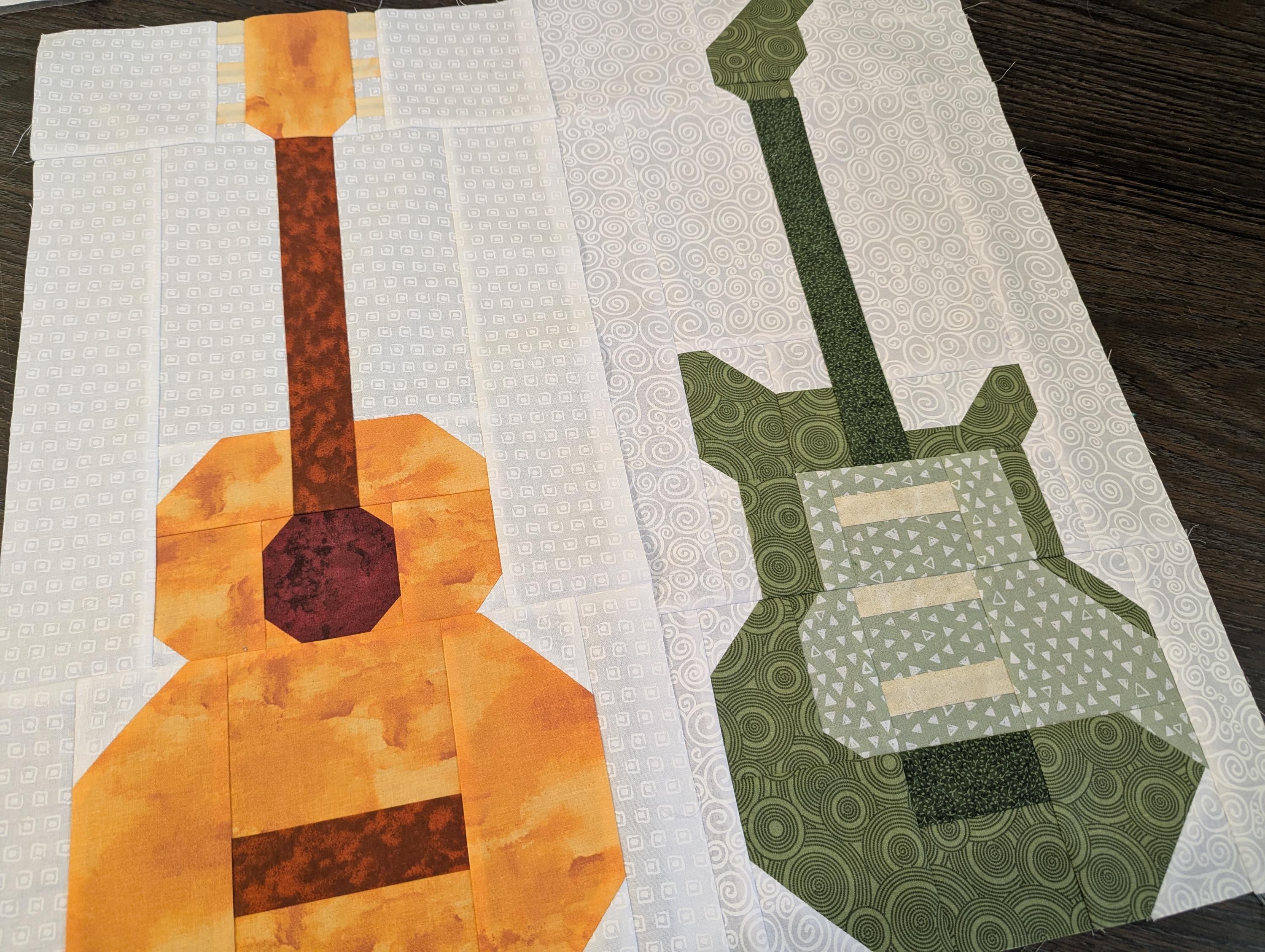 Guitar Trio, Acoustic, Folk, Electric Guitar Quilt Block PDF Patterns ...