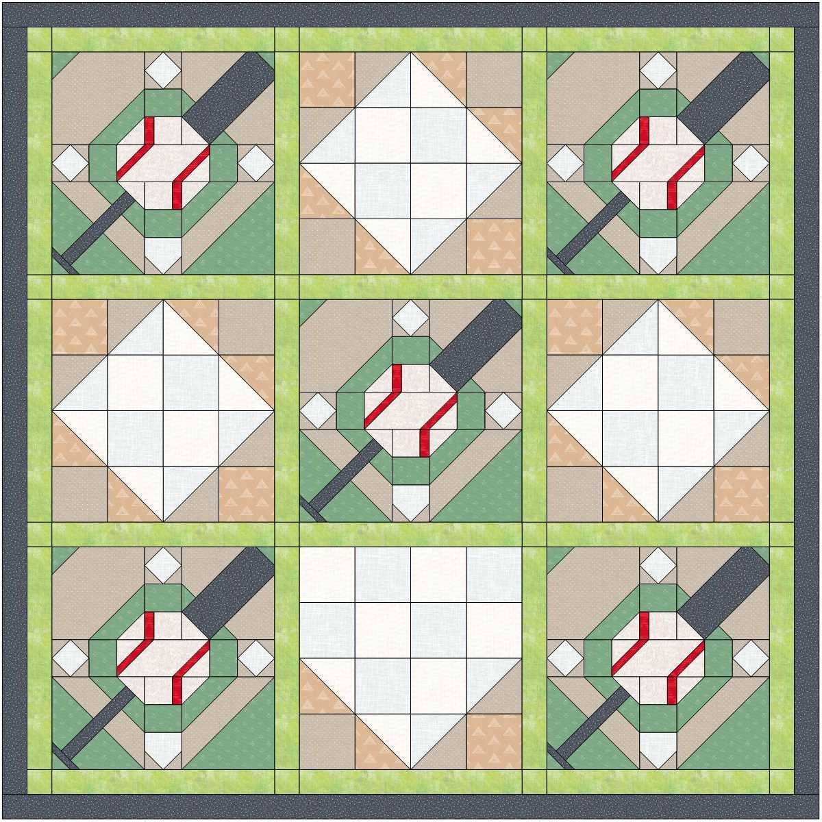 Baseball Homerun Quilt Block PDF Pattern - Etsy Canada